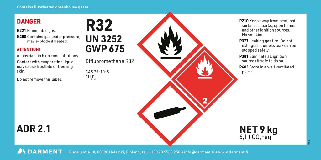Refrigerant R32 | Darment Oy