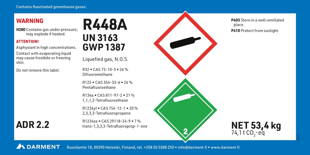 Refrigerant R448A | Darment Oy