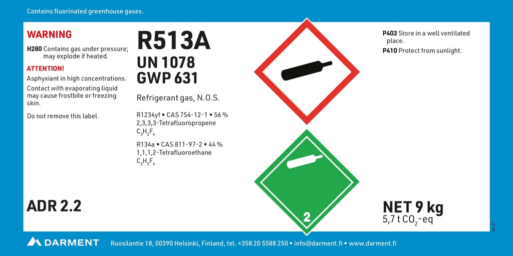 Refrigerant R513A | Darment Oy