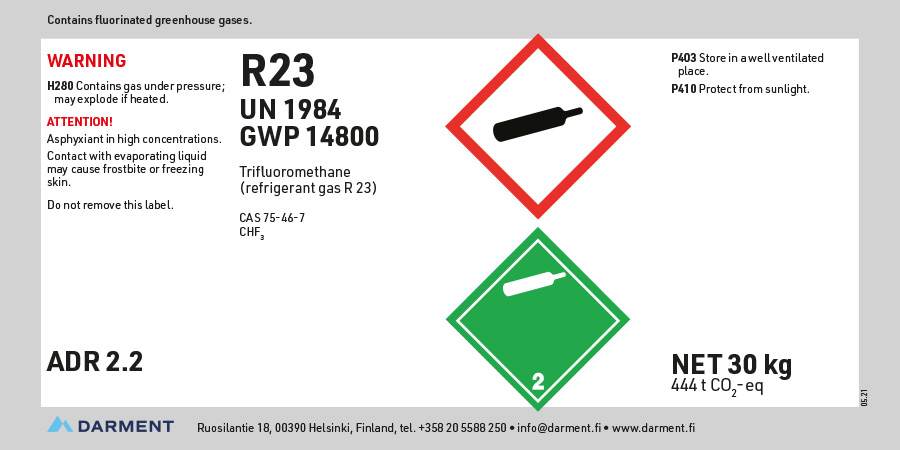 Refrigerant R23 (28kg) | Darment Oy